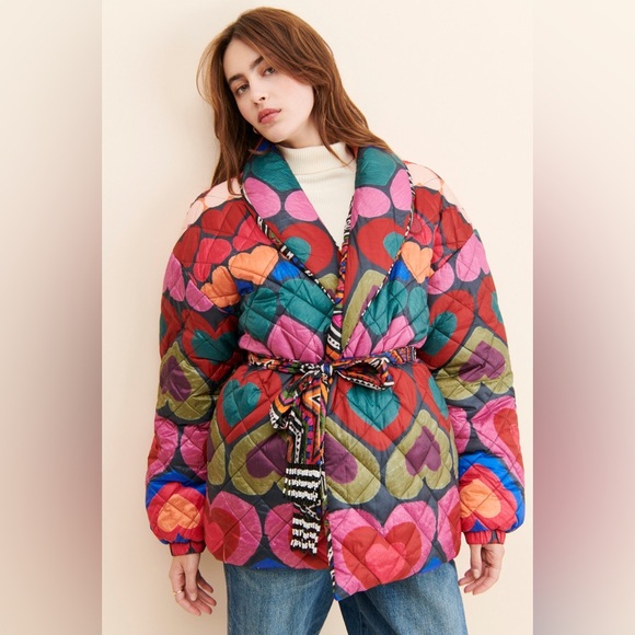 FARM Rio | Jackets & Coats | Farm Rio Reversible Full Of Hearts Puffer ...